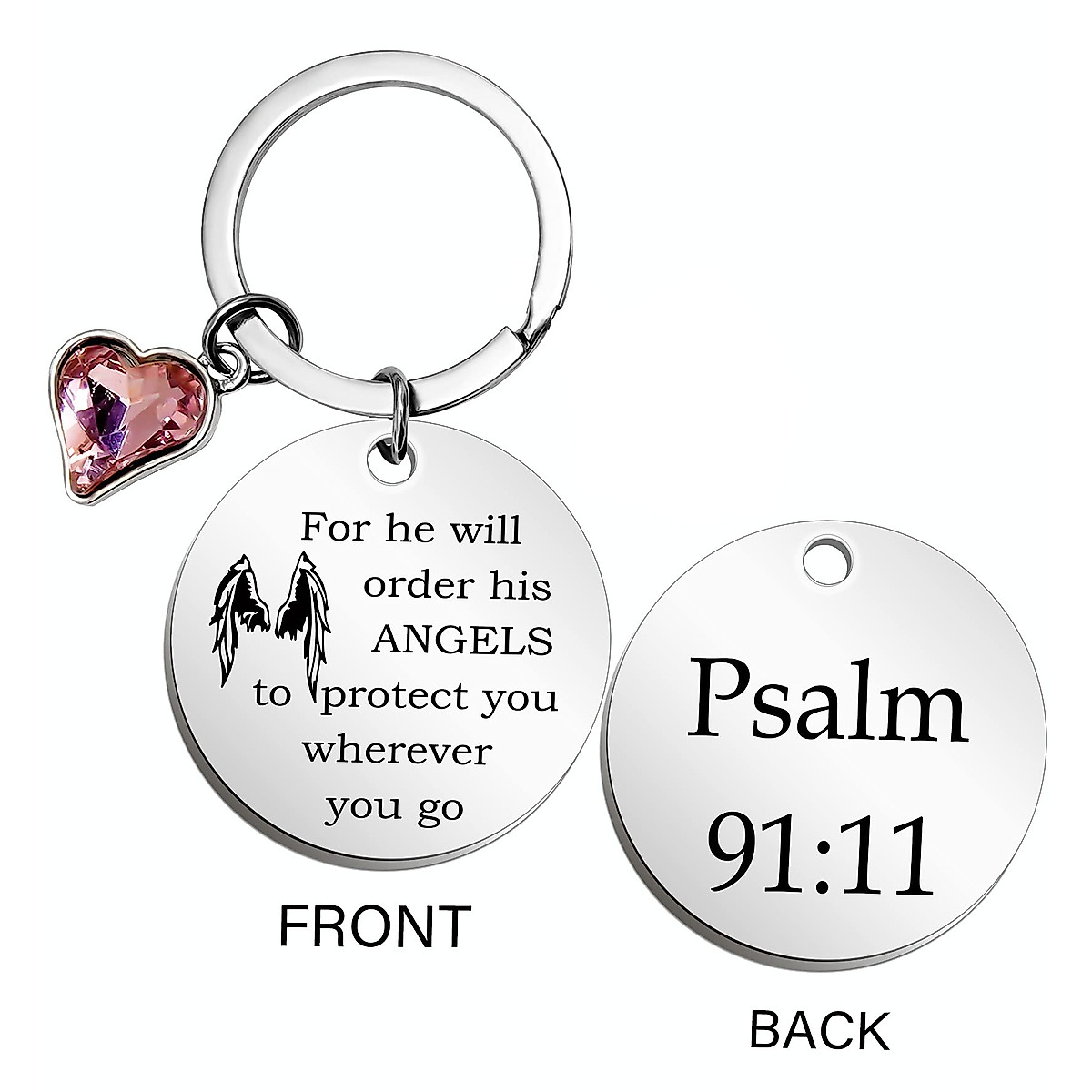 Bible Verse Keychain Christmas Religious Faith Gifts for Women Men - Prayer Christian Keyring for him her Bible Verse - for He Will Order This Angels to Protect You Wherever You Go