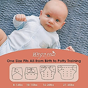 wegreeco Washable Reusable Baby Cloth Pocket Diapers 5 Pack + 5 Bamboo Inserts (Pink Girly) One Size