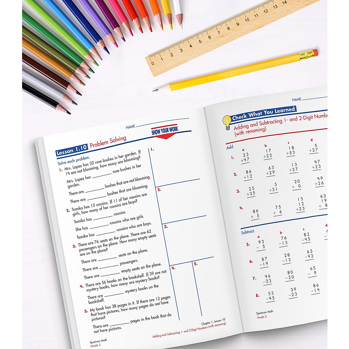 Spectrum 3rd Grade Math Workbooks, Ages 8 to 9, Math Workbooks Grade 3, Multiplication, Division, Fractions, Addition and Subtracting to 4-Digit Numbers - 160 Pages (Volume 4)