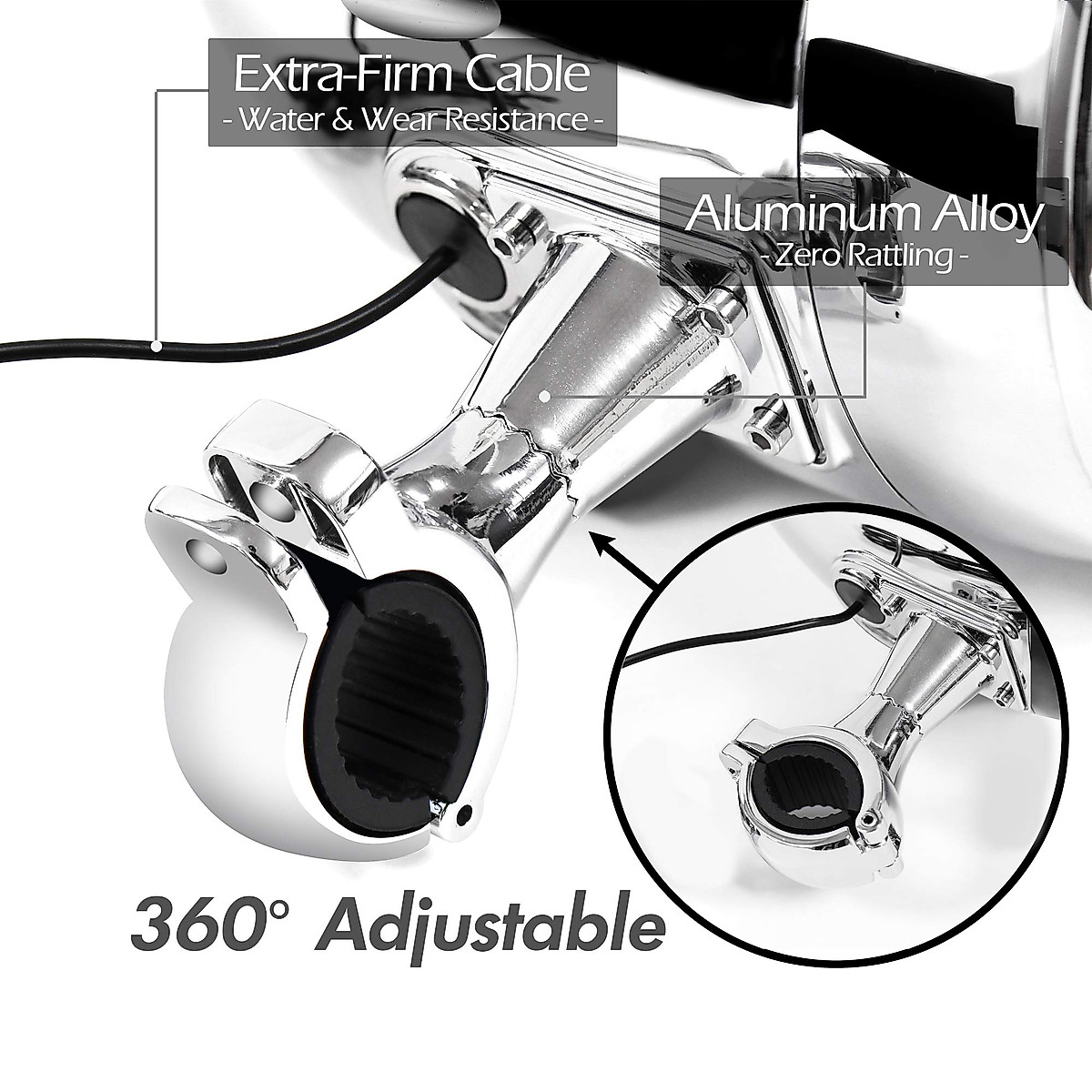 GoHawk TN4-W Waterproof Amplifier 4" Full Range Bluetooth Motorcycle Stereo Speakers 1 to 1.25 in. Handlebar Mount Audio Amp System Harley Touring Cruiser ATV 4-Wheeler, USB, AUX, FM Radio