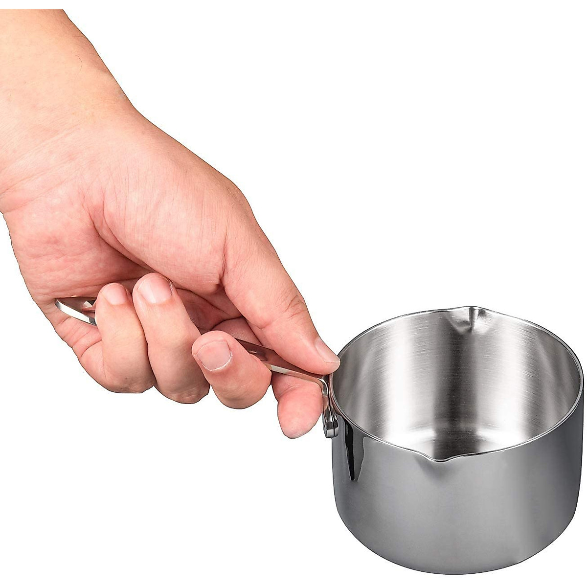 IMEEA 10oz/300ml Butter Coffee Milk Warmer Mini Butter Melting Pot with Dual Pour Spout 18/10 Tri-Ply Stainless Steel