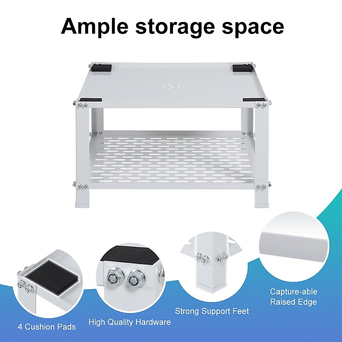 LUCKUP Laundry Pedestal with Storage Shelf-Universal Washing Machine Stand Heavy Duty Metal Base, 27.5W*27.5L*15.75H, Universal Fit 700lbs Capacity, Suitable for Dryer and Fridge