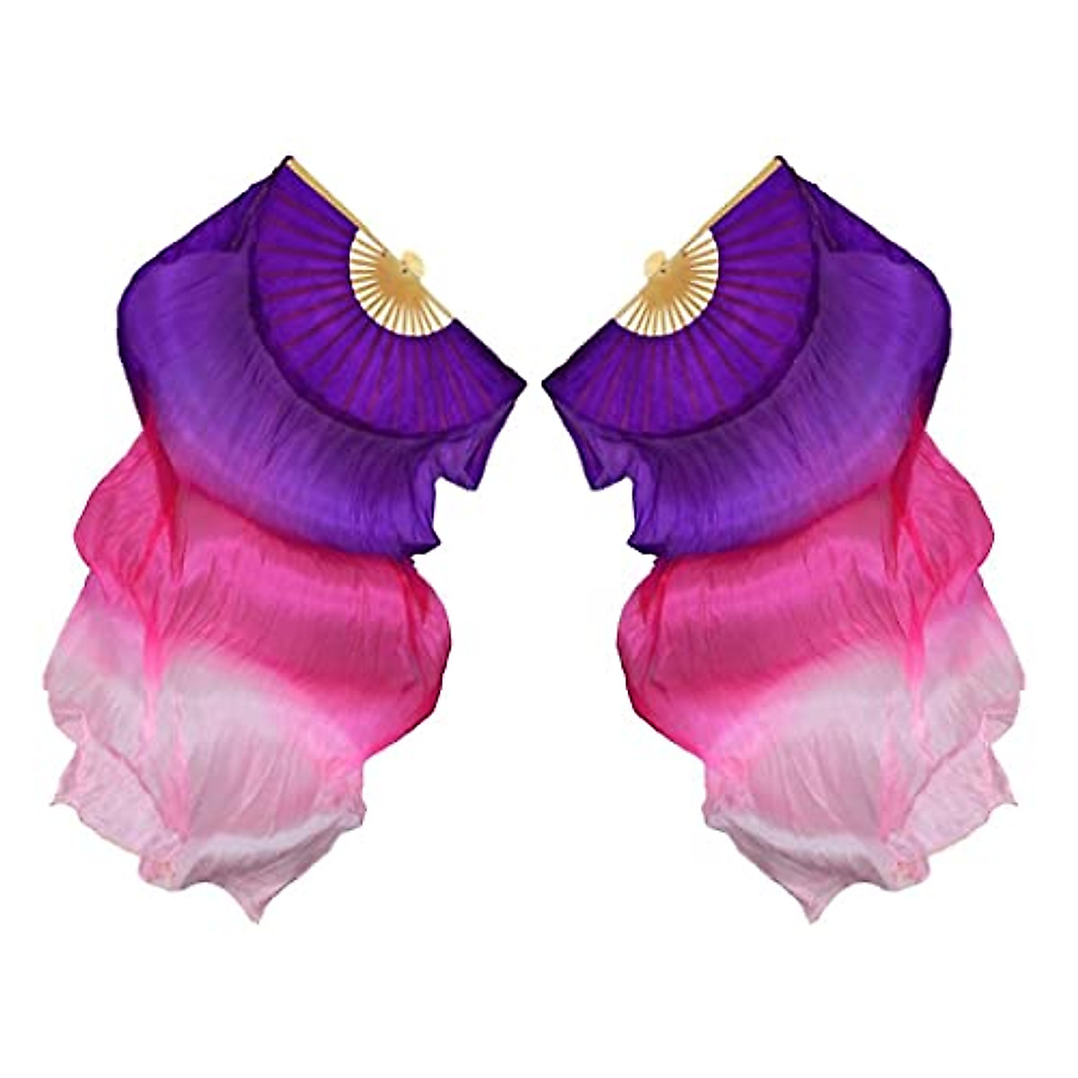 RAZZUM Belly Dance Fan Gradient Fan for Hand Props Fan (Color : Purple+Rosy+White, Size : 180cm)
