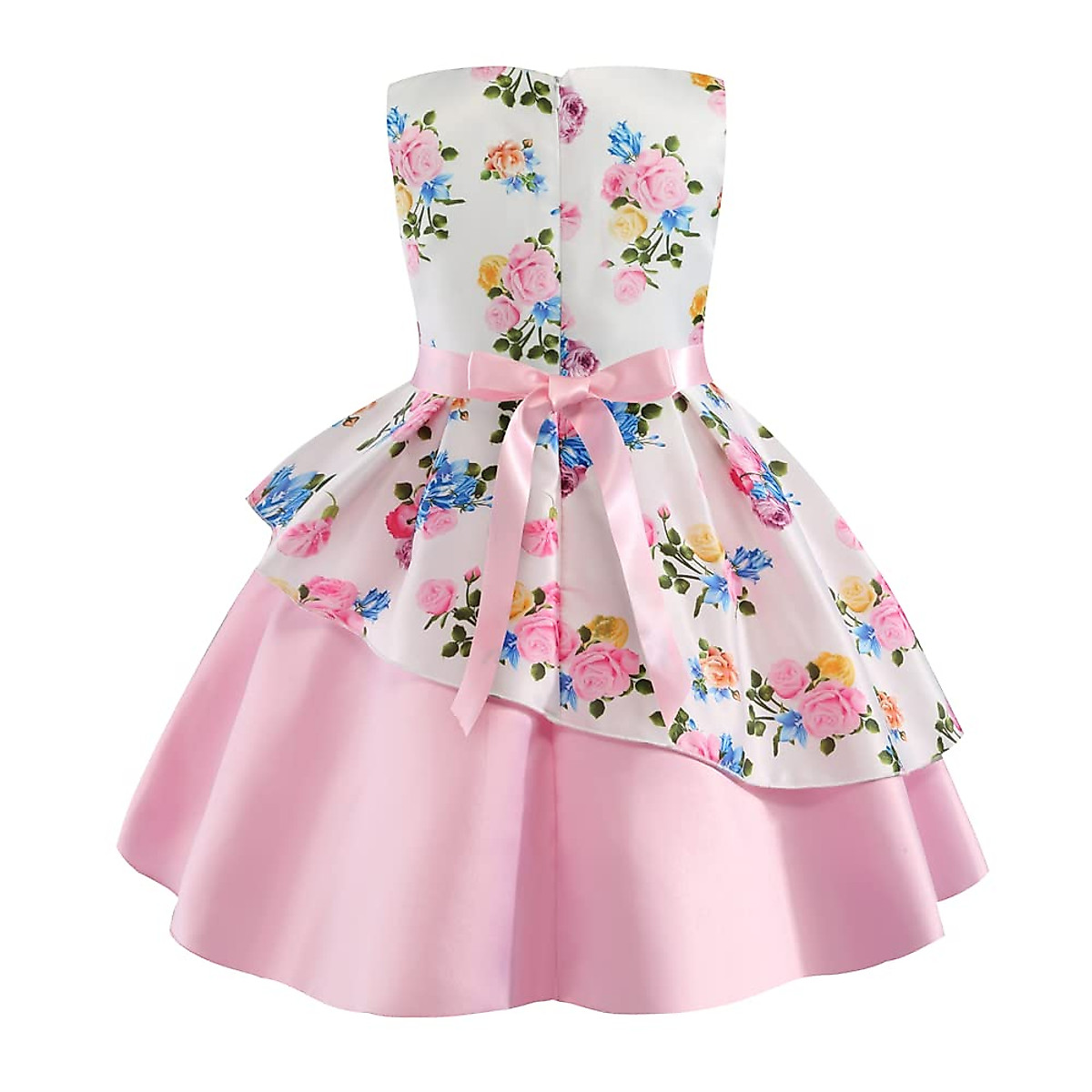 AIMJCHLD Flower Girls Dresses Toddler Baby Birthday Halloween Day Easter Pageant Tea Floral Dress Size 2T 3T (Pink,100)