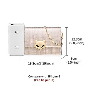 Small Leather Crossbody Bags for Women, Genuine Leather Mini Ladies Shoulder Purses with Metal Chain Strap Women's Fashion Messenger Satchels Girls Elegant Clutch Womens Casual Cross Body Bags (Gold)