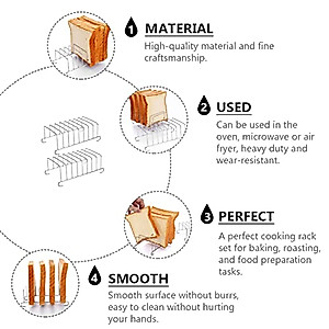 Hemoton 2pcs Toast Stand Toast Holder Bread Baking Rack Wire Toast Rack Air Fryer Rack Air Fryer Double Layer Rack Steaming Rack Air Fryer Toast Rack Baking Supplies Oven Stainless Steel