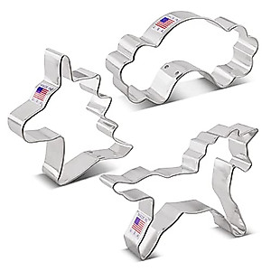 Unicorn Cookie Cutters 3-Pc. Set Made in USA by Ann Clark, Unicorn Head, Unicorn, Rainbow