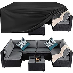 WANOCEAN Patio Furniture Covers Waterproof, Patio Table Cover Rectangle Outdoor 110" L X 83" W X 28" H 420D Oxford Fabric Dustproof with Storage Bag, Fits for Dining Square Table Sofa and Chair