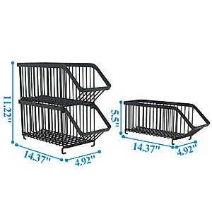 GILLAS 4 Pack Stackable Soda Can Organizer for Refrigerator, Can Holder Dispenser, Canned Food Storage Rack for Fridge, Kitchen, Countertops, Cabinets, Black