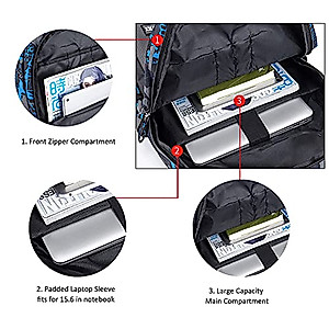 Ozmego Boys School Backpacks Midlle School College Bookbag for Teens Boys Girls (Camo Blue)