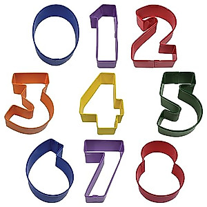 R&M International Numbers 3" Cookie Cutters, Assorted Colors, 9-Piece Set