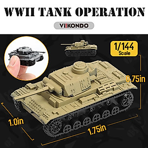 ViiKONDO 8 PCS 1/144 WWII Tank Model German Tiger Hunting Heavy Tank Panther Main Battle Tank AMX-30 Soviet T-34 Medium DIY Assembly Collection
