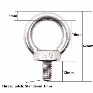 Eowpower 10 Pieces M6 Male Thread Machinery Shoulder Lifting Ring Eye Bolts