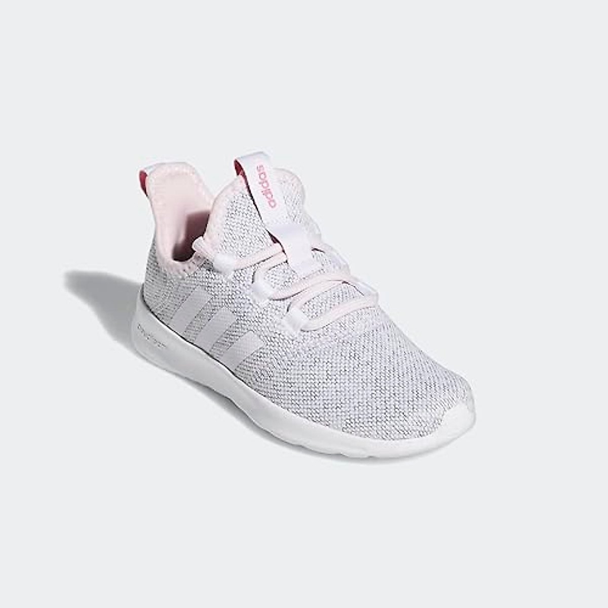 adidas Cloud Foam-Pure Running Shoe, White/White/Clear Pink, 4 US Unisex Big Kid