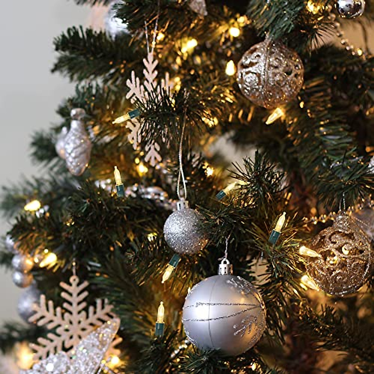 WATERGLIDE 50 LED Outdoor Christmas Lights, 16 FT Battery Operated Mini String Lights with 8 Modes & Timer, Xmas Tree Lights Waterproof for Patio Garden Party Wedding Holiday Decor, Warm White