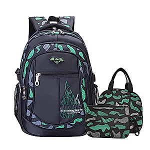 EKUIZAI 3PCS Camo Print Elementary Kids Backpack Primary School Student Daypack Outdoor BookBag with Lunch Box