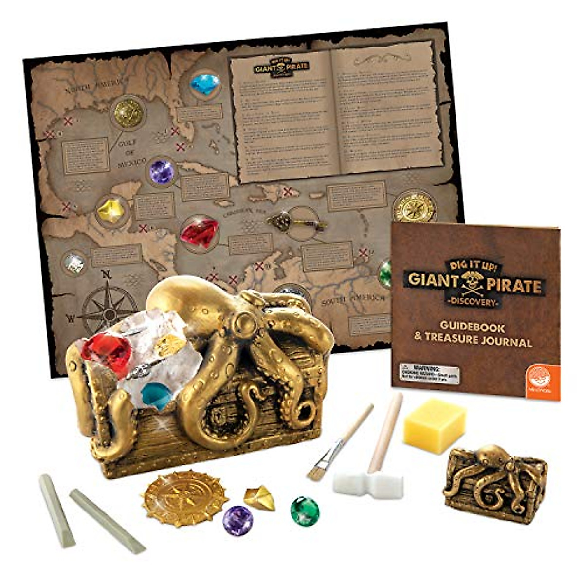 MindWare Dig It Up Discoveries Pirate: Giant Discovery Project for Kids – Dig up 13 Inspiring Charms – Includes a Bonus dig, 2 chisels and 1 Poster Filled with Pirate Facts and lore