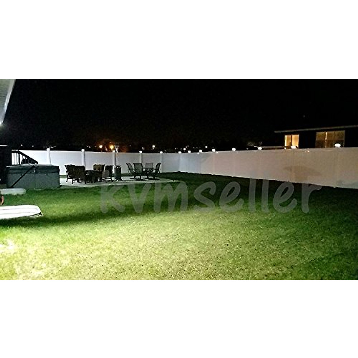 Square Solar LED Light Post Deck Cap 4x4 PVC Fence Style Outdoor Garden Light Landscape Lamp Lawn Vinyl Wood (Black - 2 Pack)