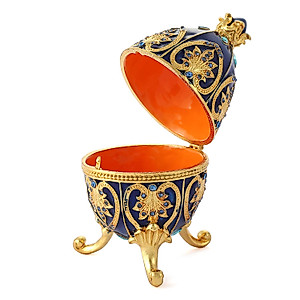QIFU Easter Egg Style Enamelled Trinket box Hinged Unique Gift for Family