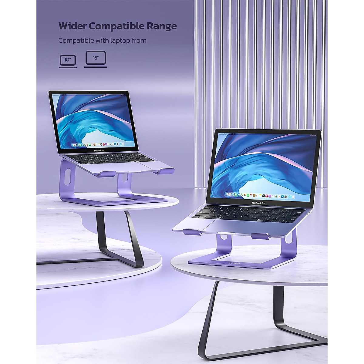 Nulaxy Ergonomic Aluminum Laptop Stand - Detachable Riser for 10-15.6' Laptops (Purple)