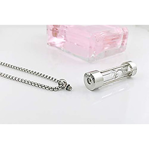 YOUFENG Urn Necklace for Ashes Timeless Hourglass Memorial Pendant Keepsake Cremation Jewelry for Human Pet Ashes Silver