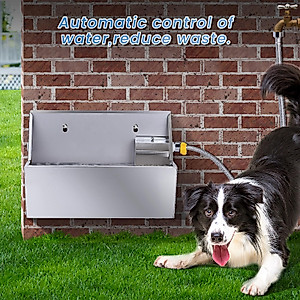 MUDUOBAN Automatic Dog Water Dispenser,2.1Gal Outdoor Dog Water Bowl with Float Valve,304 Stainless Steel Automatic Pet Waterer for Dog Cat Chicken Livestock (Drainage Hole)