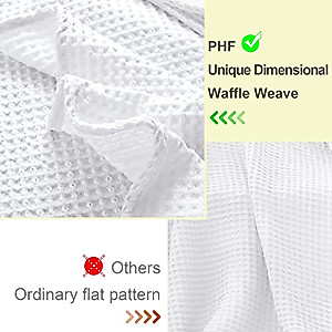 PHF 100% Cotton Waffle Weave Euro Shams 26" x 26", 2 Pack Elegant Home Decorative Euro Throw Pillow Covers for Bed Couch Sofa, White (No Insert)