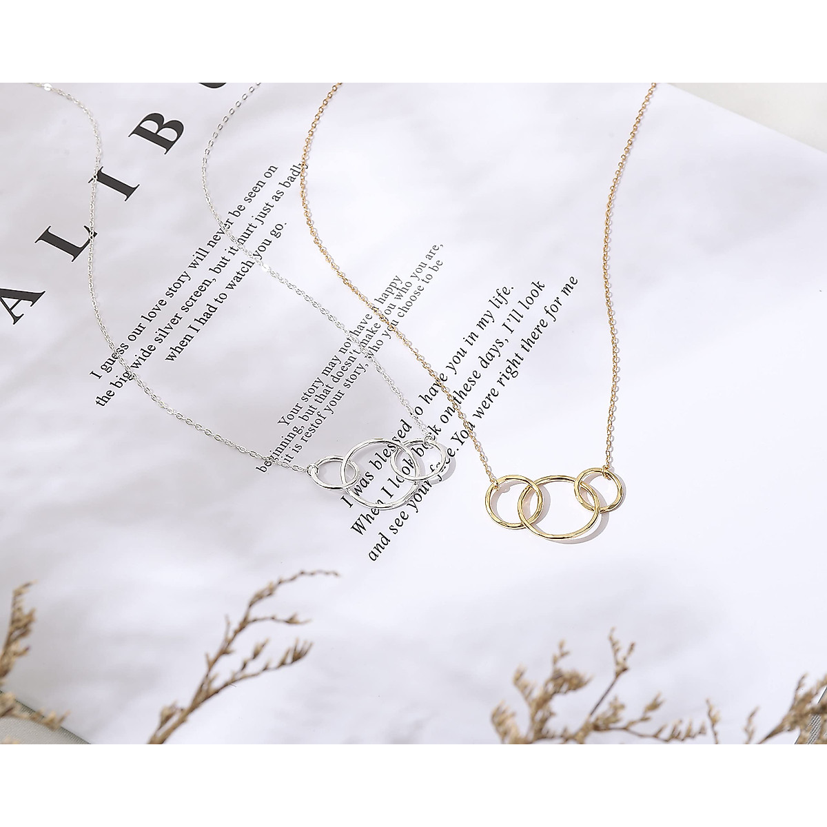 30th Birthday Gift for Women 3 Rings 3 Decade Necklace Meaningful Jewelry for Mom Wife Daughter Sister Best Friend Unique Happy Birthday Card Box Ideas Turning 30-Year-Old Sterling Silver / Gold