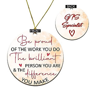 SHINFAM GIS Specialist Ornament Ceramic for Christmas Tree Decorative, GIS Specialist for Women Men, Funny Xmas Tree Hanging Ornament Round Ceramic Present Home Décor