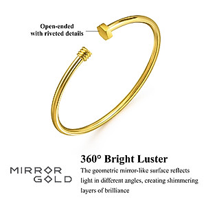 CHOW SANG SANG Dazzling Mirror Gold 999.9 24K Solid Gold Price-by-Weight Gold Simple Screw Polished-Finished Stacklable Cuff Bangle for Women 93371K