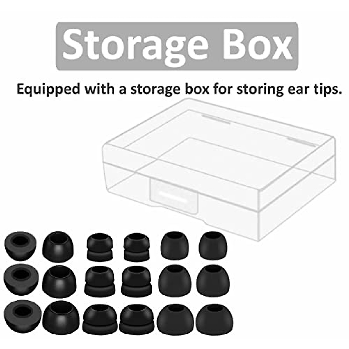 9 Pairs Ear Tips Kit Compatible with Beats Studio Buds, Silicone Double Flange and Memory Foam Tips S/M/L Replacement Noise Reduce Fit in Case Eartips for Beat Studio Buds - Black