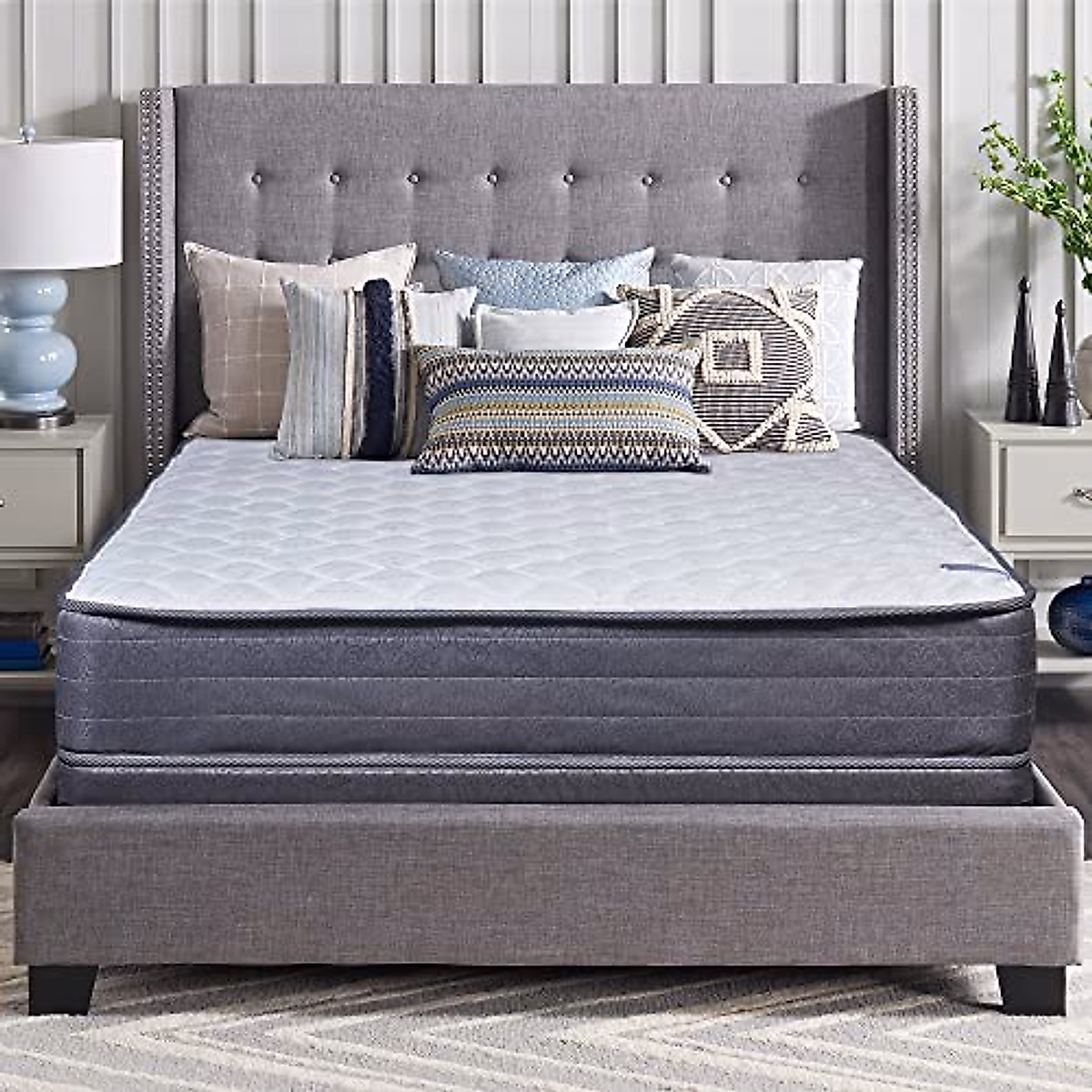 Treaton, 8-Inch Gentle Firm Supportive Yet Remarkebly Comfortable Innerspring Mattress & 8" Wood Box Spring Set, Full, Beige