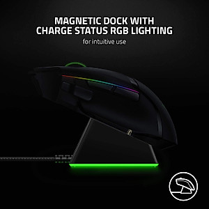 Razer Mouse Charging Dock Chroma: Magnetic Dock with Charge Status RGB Lighting - Anti-Slip Gecko Feet - Powered by Razer Chroma - Classic Black