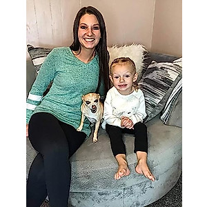 Aokosor Womens Sweatshirt Fall Long Sleeve Tops Casual V Neck Shirts Green S