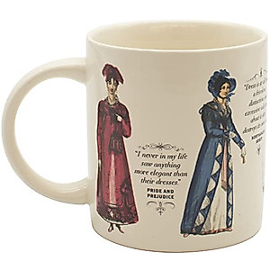 Jane Austen Heat Changing Finery Mug - Add Coffee and See Walking Attire Change into Evening Attire