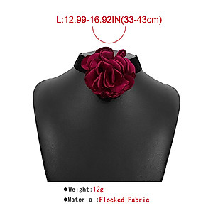 Vcagirest Gothic Rose Flower Necklace Black Velvet Choker Necklace for Women and Girls