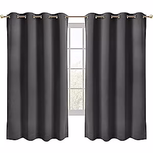 Utopia Bedding Blackout Curtains for Bedroom Grommet Window Curtains 63 Inch Length 2 Panels Thermal Insulated Drapes for Living Room (Grey, 52W x 63L Inches)