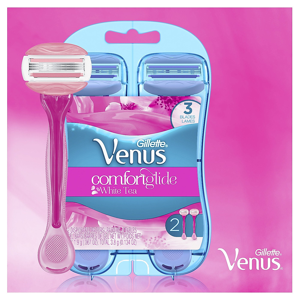 Gillette Venus ComfortGlide White Tea Scented Women's Disposable Razor, 2 Count