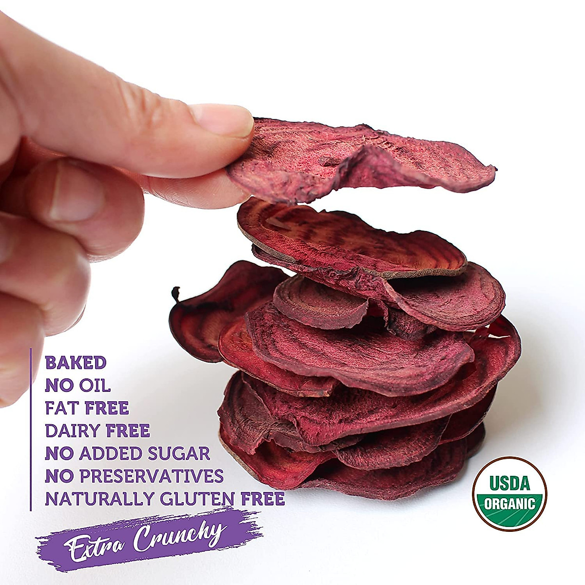 Good Chips Beet & Yacon - Crispy, Baked, No Oil, No Added Salt - Organic, High Fiber, Prebiotic Superfood - Healthy, Vegan Snack - 0.7 oz, Pack of 12
