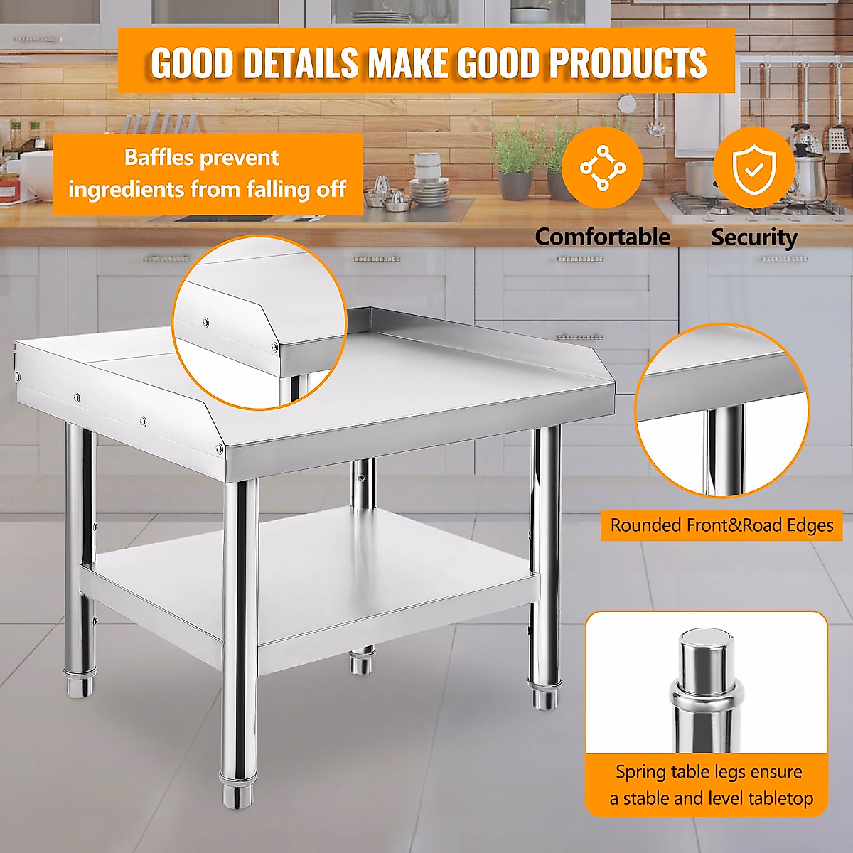 GAOMON Stainless Steel Equipment Grill Stand, 24 x 28 x 24 inch Grill Stand Table with Adjustable Storage Undershelf, Equipment Stand Grill Table, for Hotel, Home, Commercial Restaurant Kitchen