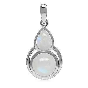 Silvershake Natural Rainbow Moonstone 925 Sterling Silver Contemporary Geometric Pendant