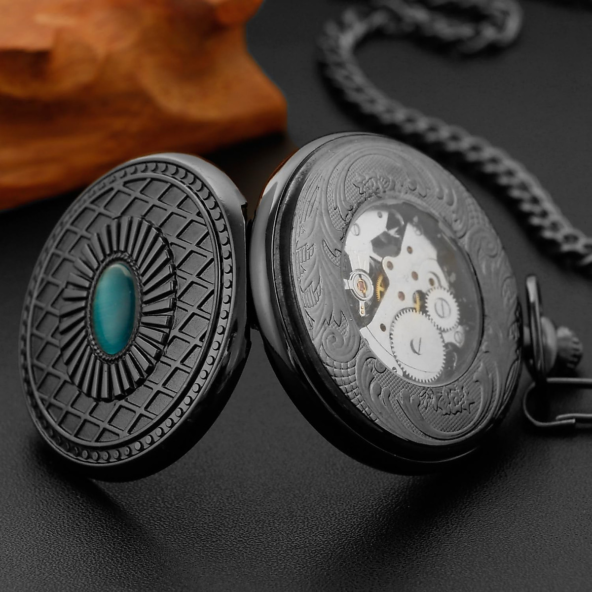 Retro Mechanical Pocket Watch Hand Winding Steampunk Roman Numerals Fob Watch