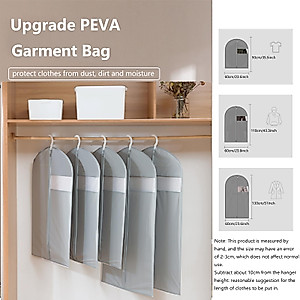 GUOER Garment Bags Set of 2, 50'' Garment Bags for Hanging Clothes, Zipper Suit Bags for Travel with Clear Window, PEVA Dress Bags for Gowns Dust Cover (23.6'' X 51'')
