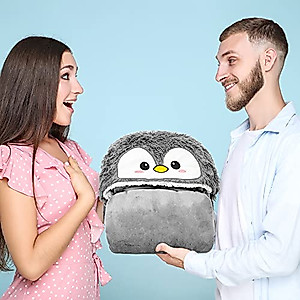 Penguin Wearable Hooded Blanket for Adults – Super Soft Warm Cozy Plush Flannel Fleece & Sherpa Hoodie Throw Cloak Wrap - Penguin Gifts for Women Adults Girls and Kids