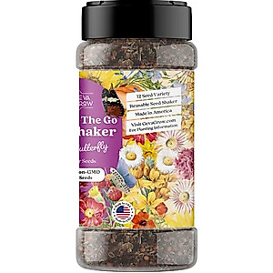 Bulk Wildflower Seed Shaker - Bird & Butterfly Garden Seed Mix | Bulk 180,000+ Seeds of Annual & Perennia l Hummingbird, Flower Seeds for Planting | No Messy Bags or Packets | 8 Ounce