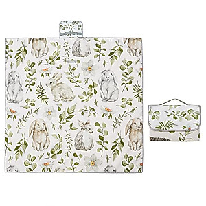 Insular Baby Splat Mat for Under High Chair/Arts/Crafts, Anti Slip and Waterproof Splash Mat for Floor, Portable Picnic Mat, 51x51 Inch, Rabbit