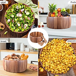 Decent Vrvege Wood Salad Bowl with Salad Hands, Large 12 5/8 inch Acacia Wooden Salad Serving Bowl Set, Salad Mixing Container With Salad Servers Claw For Entertaining Family Party Dinner