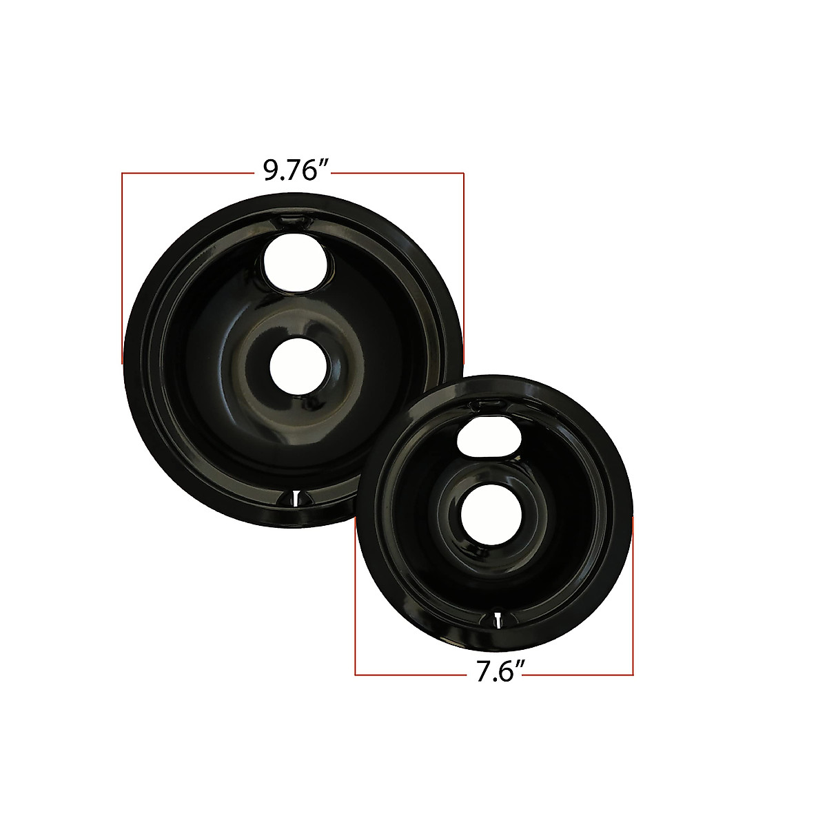 KITCHEN BASICS 101 Made in the USA WB31M20 WB31M19 Replacement Range Cooktop Porcelain Drip Pans for GE 2 6-Inch & 2 8-Inch Pans, 4 Pc