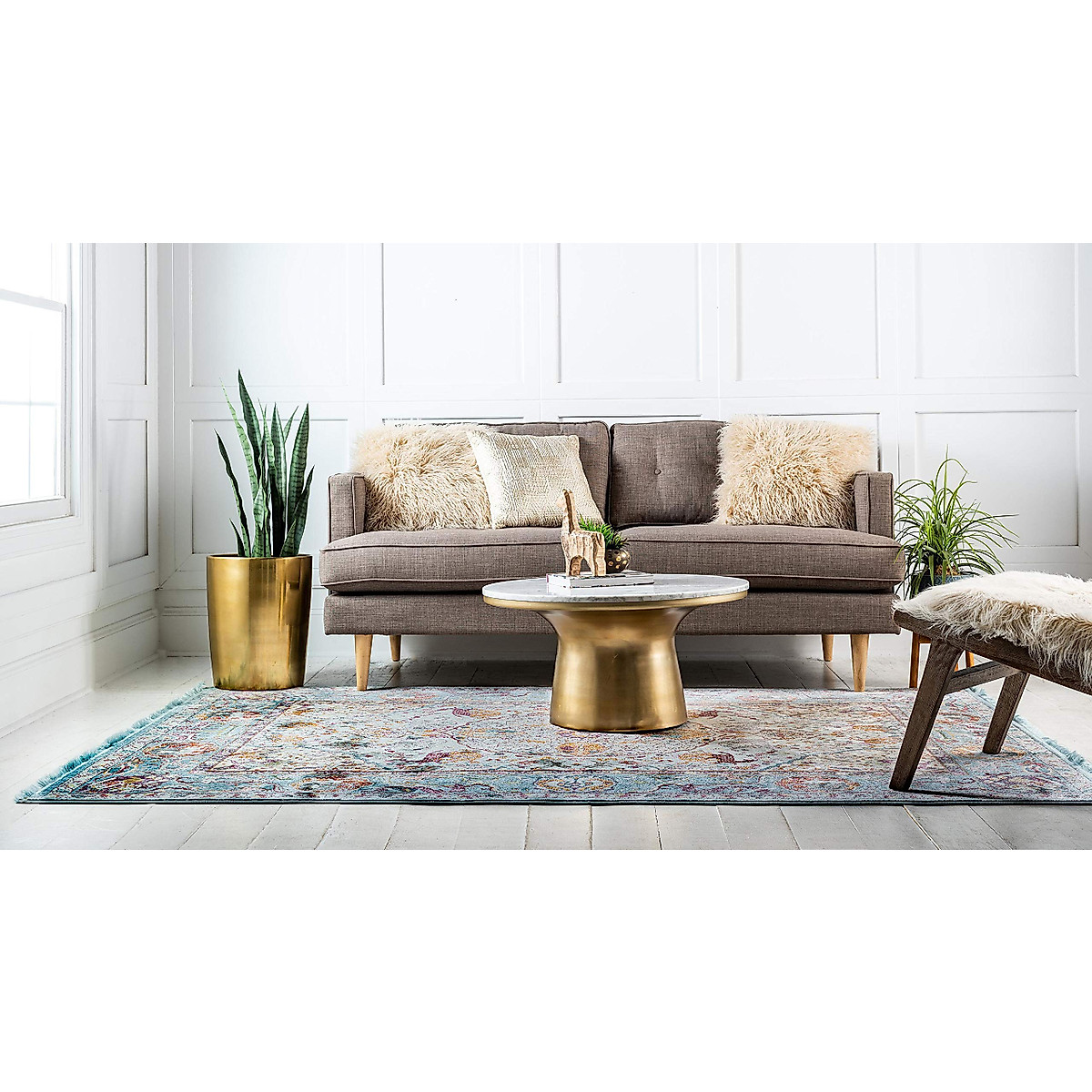 Unique Loom Baracoa Collection Area Rug - Rumba (2' 2" x 3' 1" Rectangle, Light Blue/ Cream)