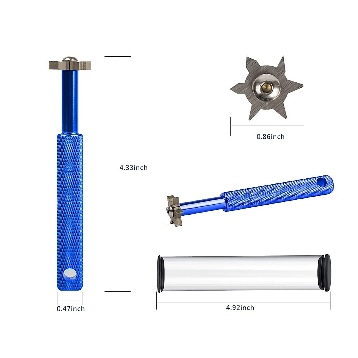 Replaceable Golf Club Groove Sharpener Groove Cleaner with 6 Blade Cutter for All Irons Pitching Sand Lob Gap and Approach Wedges and Utility Clubs, Re-Grooving Cleaning Tool Accessories (Blue)